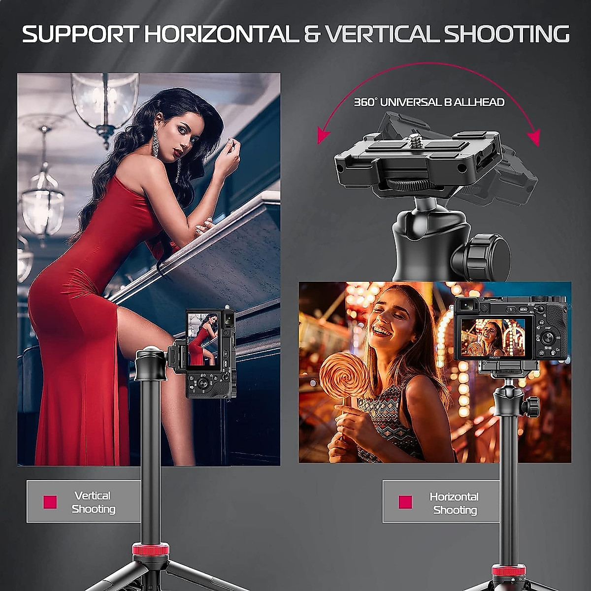 ULANZI MT-44 Extendable Phone Tripod, 59" Selfie Stick Phone Vlog Tripod Stand with 2 in 1 Phone Clip, 360° Ball Head Camera Tripod for iPhone Sony Canon Action Camera, Lightweight for Travel