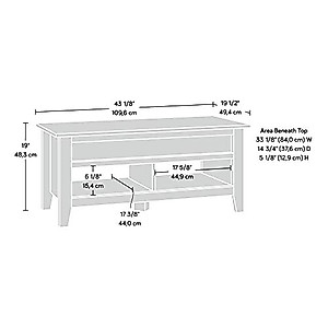 Sauder Dakota Pass Lift-Top Coffee Table, L: 43.15" x W: 19.45" x H: 19.02", Craftsman Oak finish