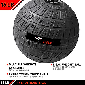 JFIT Slam Ball, Treads Black, 15 LB