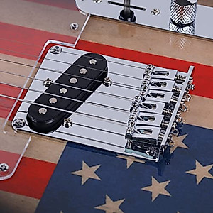 Leo Jaymz TL Style Electric Guitar with US Flag Design - High Gloss Mahogany Body and Hard Maple Neck - High Transparent Acrylic Pickguard (US Flag, Deluxe)
