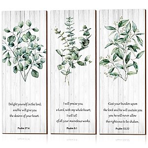 3 Pieces Bible Verses Wall Art Decor Christian Wall Art Wooden Christian Decorations for Home Rustic Christian Room Decor Farmhouse Scripture House Decor Christian Posters, 10 x 4 Inches
