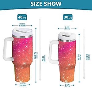 Orange Glitter Insulated Cup with Handle Tumbler Cups Reusable Stainless Steel Tumbler