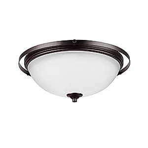 Globe Electric 61008 2-Light Flush Mount, Dark Bronze, Frosted White Glass Shade