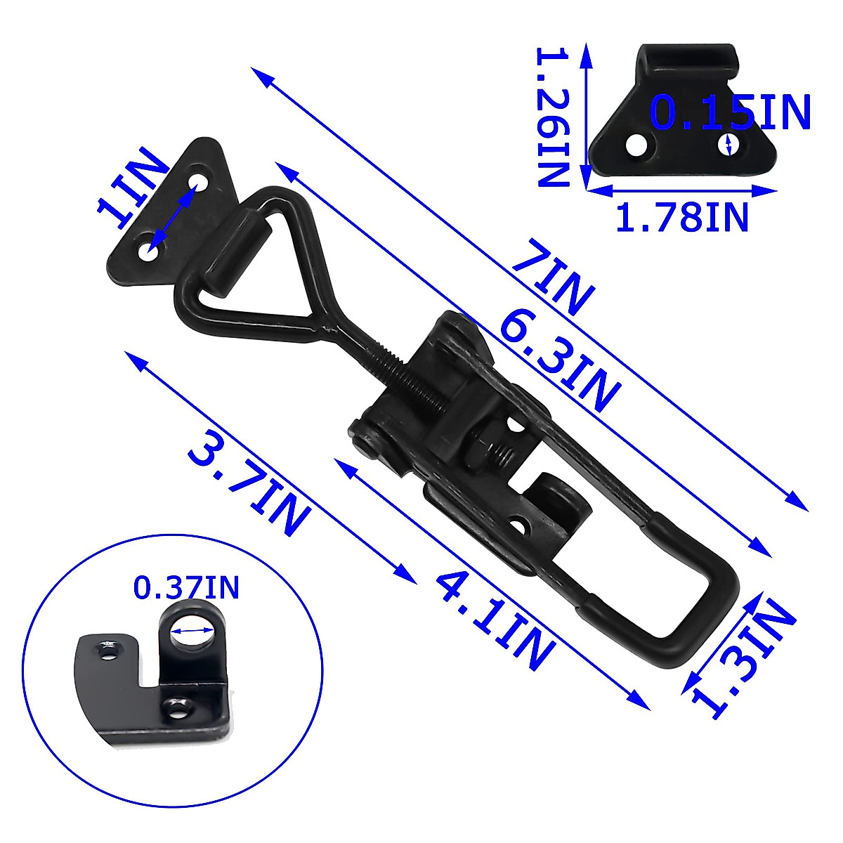 4Pack Heavy Duty Toggle Latch Clamp, 1320lbs 4003 Latch-Style Toggle Clamp with Lock Hook, Pull Action Latch with Catch Plate, Metal Quick Release Draw Latch for Trunk Jig Smoker Door Tool Boxes