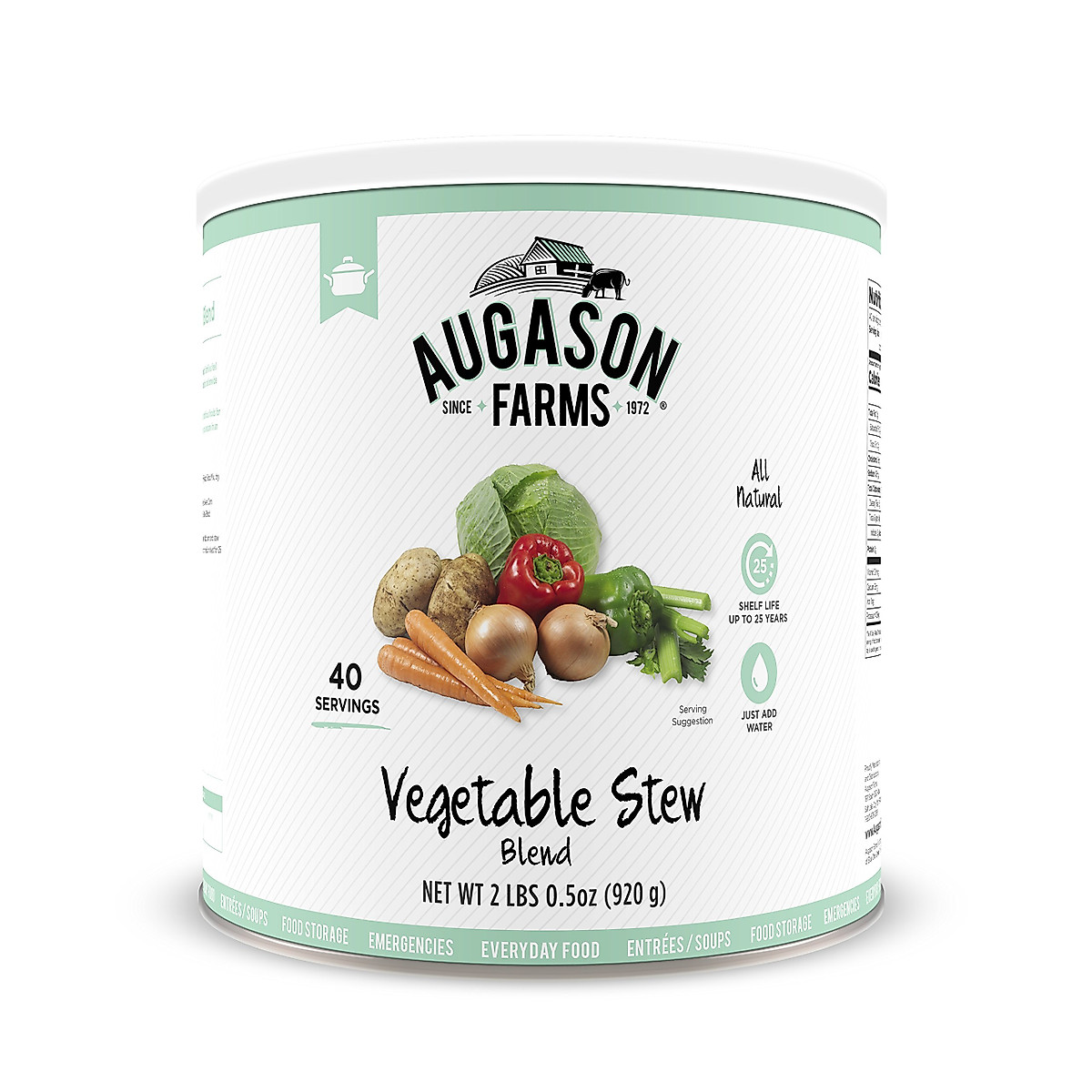 Augason Farms Vegetable Stew Blend 2 lbs 0.5 oz No. 10 Can & Butter Powder 2 lbs 4 oz No. 10 Can