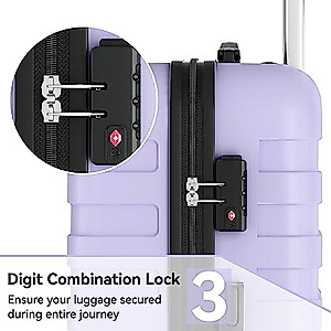 Powforlife Luggage 3 Piece Sets Lightweight Luggage Set Suitcases with Spinner Wheels Durable Travel Suitcase Set,Lavender Purple,3 Piece Set (20/24/28)