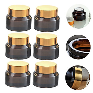 Lurrose 6pcs Travel Mini Jars Samples Face Brown Ml Facial Glass Leak-proof Up Balms Lids Refillable Jar for Cream Containers Clear Creams Makeup Round Eye Small Jewelry Lip Size