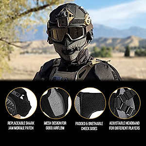 OneTigris X Storm Airsoft Mask Foldable Mesh Mask with Removable Shark Jaw Morale Patch (Black Teeth)
