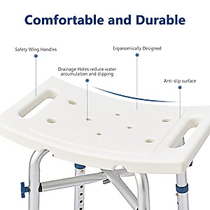 Zler Shower Chair with Back, 500lb Heavy Duty Shower Bench for Inside Shower, Anti-Slip Shower Chair for Bathtub, Tool Free Shower Chair for Senior, Handicap & Disabled