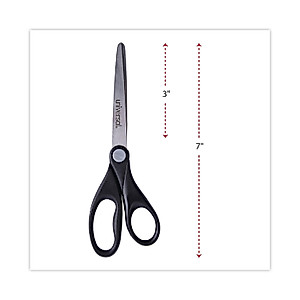 Universal 92008 Stainless Steel Office Scissors, 7" Long, Straight Handle, Black