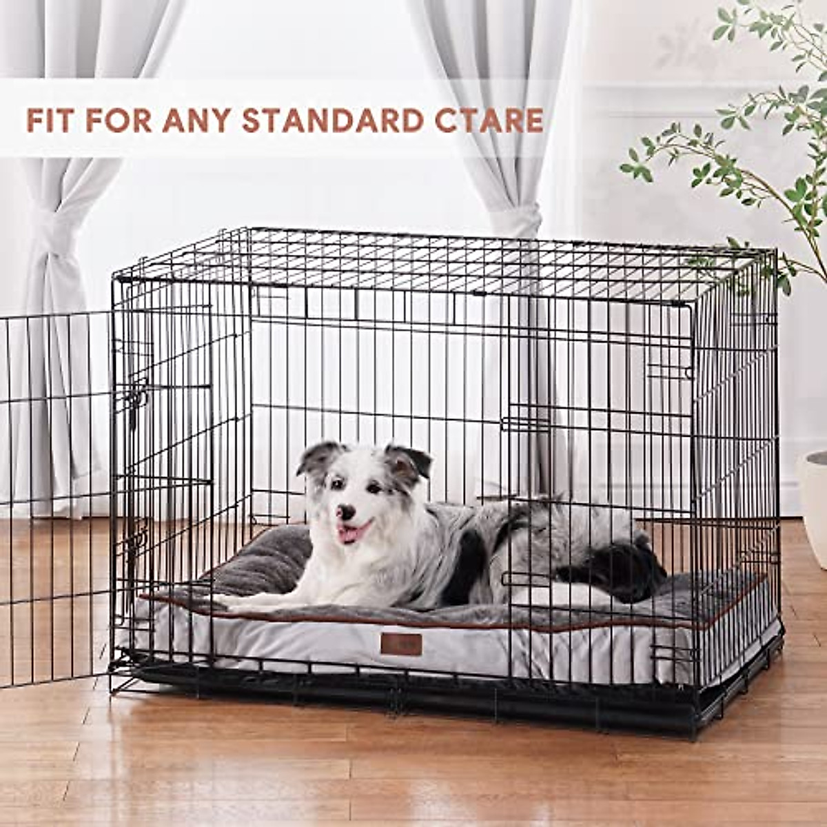 Figopage Large Dog Mat for Crate, Waterproof Large Dog Bed with Washable and Removable Covers, Deluxe Dog Pillows for Large Dogs Up to 80 Lbs