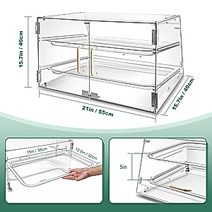 YBSVO 2 Tray Bakery Display Case with Front and Rear Doors - 21" x 17" x 12"