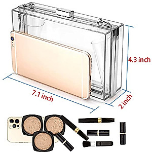 BUBYVV Women Clear Purse, Acrylic Evening Clutch Bag, Women Clear Purse Bag,Transparent Crossbody Shoulder Handle Handbag (silver)