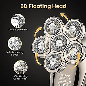 Electric Razor for Bald Men, Head Shavers for Men 5-in-1 Multifunctional 6D Electric Head Shaver Waterproof Recharageable Rotary Shaver Grooming Kit Mens Electric Shaver