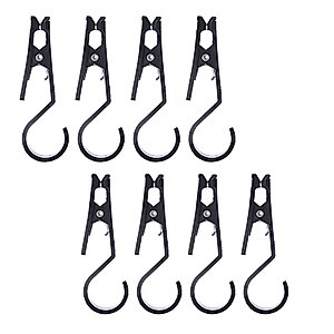 8 Pcs Hooks Clip Super Strong Black Plastic Clips Laundry Hooks Clothes Pins Heavy Duty Hangers with Clips for Home,Travel,Outdoor Camping Tent