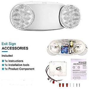 EXITLUX 1 Pack White LED Emergency Lights with Battery Backup, Two Head Adjustable Emergency Lighting Fixtures-Fireproof Materials-Emergency Lighting Fixture/Emergency Light Home.