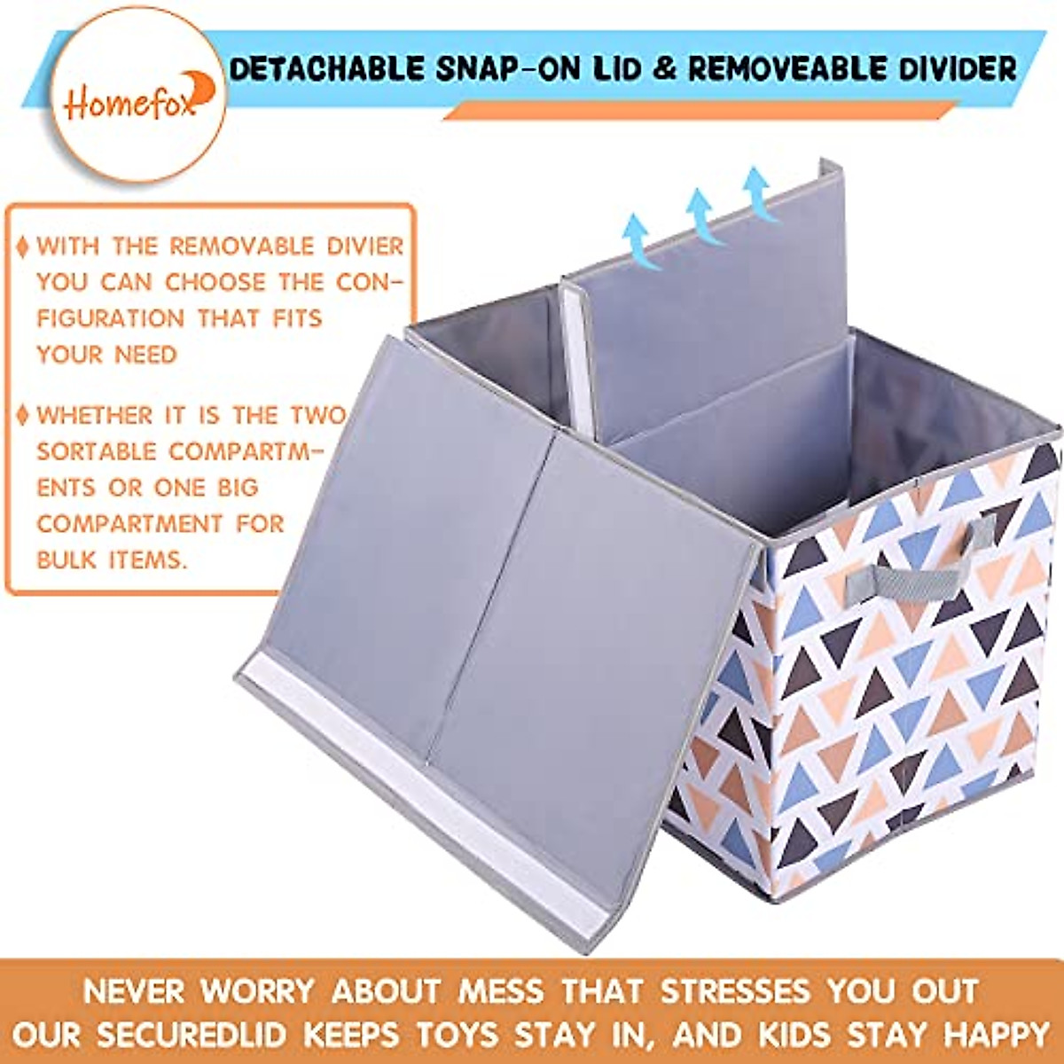 HOMEFOX X-Large Toy Chest - Toy Box - Toy Storage Organizer Bin Basket - 25''x17''x15'' w Flip Top Lid Kid Large ToyBox for Boy Girl Collapsible Portable Stackable Lightweight Foldable Sturdy Storage