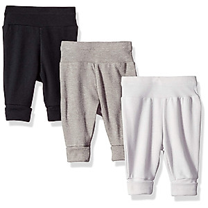Hanes Pants, Flexy Soft Knit Pull-on Sweatpants, Stretch Joggers for Babies & Toddlers, 3-Pack, Grey, 6-12 Months