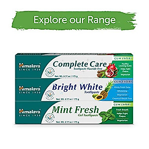 Himalaya Mint Fresh Gel Toothpaste, Fluoride Free to Reduce Plaque & Brighten Teeth, 6.17 oz, 2 Pack