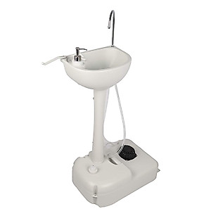 Kcelarec Portable Camping Sink w/Towel Holder & Soap Dispenser,Hand Wash Basin Stand w/Rolling Wheels - for Outdoor Events, Gatherings, Worksite & Camping (Standard)