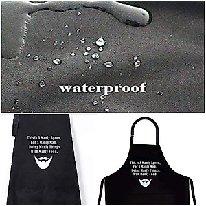 Firecos Funny Aprons for Men, BBQ Kitchen Chef Apron for Men, Grilling Aprons, Kitchen Cooking BBQ Grill Chef Apron with 2 Pockets Aprons for for Dad, Mens Gifts