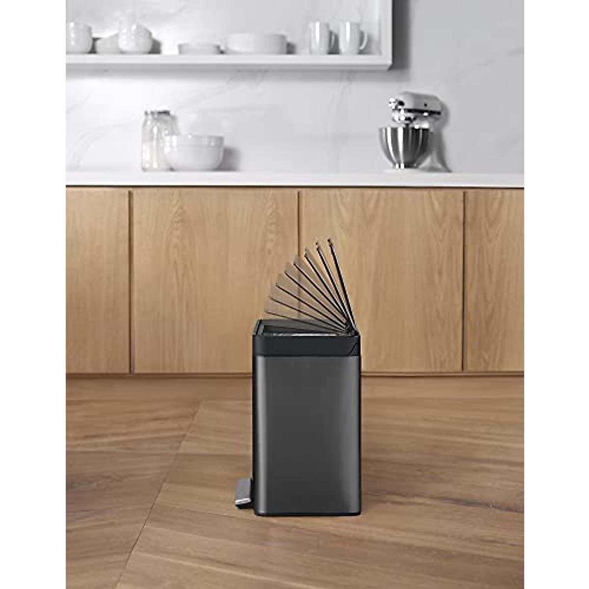 Kohler K-20942-BST 8-Gallon Compact Black Stainless Step Trash Can, Black Stainless,Black Stainless Steel