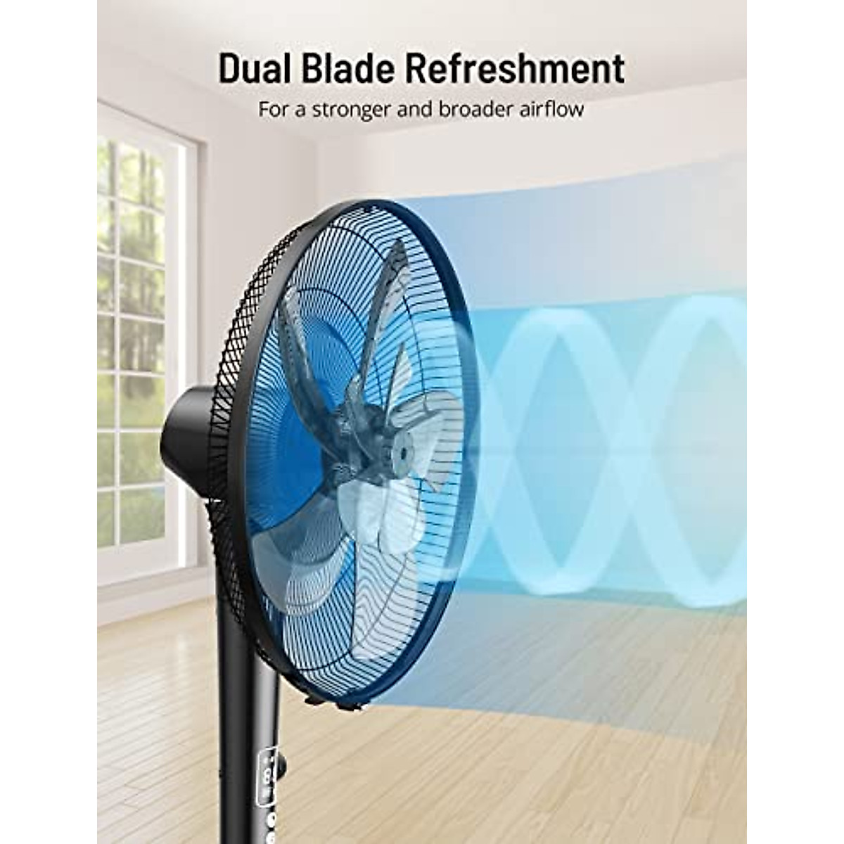 Mirdred Fans for Home Bedroom, 18'' Standing Floor Fans for Home,12 Speeds Oscillating Fan with Remote, Pedestal Fan with Adjustable Height,3 Wind Modes,18H Timer, 85° Oscillation