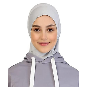 Prien Plain Ready To Wear Hijab for Women, Muslim Instant Turbans, Soft Jersey Scarf, Islamic Clothes, Long Hijabs, Abaya (Grey)