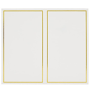 ccHuDE 50 Pcs Small Table Cards Wedding Place Cards White Name Cards Blank Seating Cards Party Table Tent Cards Place Setting Cards with Foil Border Golden