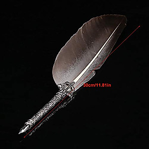 Eujgoov Calligraphy Feather Quill Pen Set Fountain Dip Pen and Ink Set in Gift Box with 5 Nibs (Black)