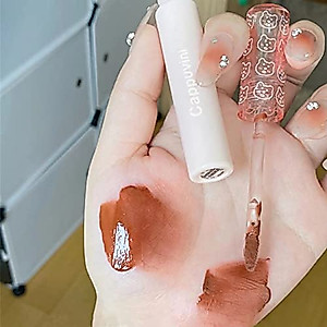 KWOLYKIM Glass Water Lifter Gloss, Hydrating Lip Gloss, Plumping Water Gloss Lip Gloss Moisturizing Sweet Lip Glaze Orange Brown Milk Tea Color