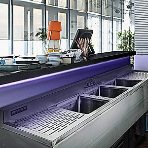 DuraSteel 3 Compartment Stainless Steel Bar Sink with 10" L x 14" W x 10" D Bowl - Underbar Basin - NSF Certified - Double Drainboard, Faucet Included (Restaurant, Kitchen, Hotel, Bar)