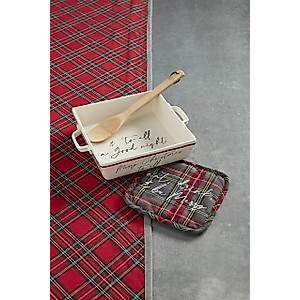 Mud Pie Christmas Baker and Tartan Towel Set, 8.75" x 10.25"