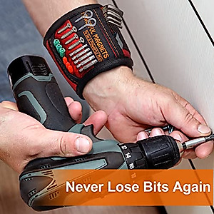 Father's Day Gifts for Dad from Daughter Son, Magnetic Wristband Tool Belt for Holding Screws Nails Drill Bits, Cool Gadgets Birthday Gift for Men Him Women Husband Wife Carpenters Who Have Everything