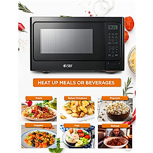 COMMERCIAL CHEF Microwave 1.3 Cu Ft with 10 Power Levels, Microwave with Push Button Door Lock, 1000W Countertop Microwave with Timer and Digital Controls, Black