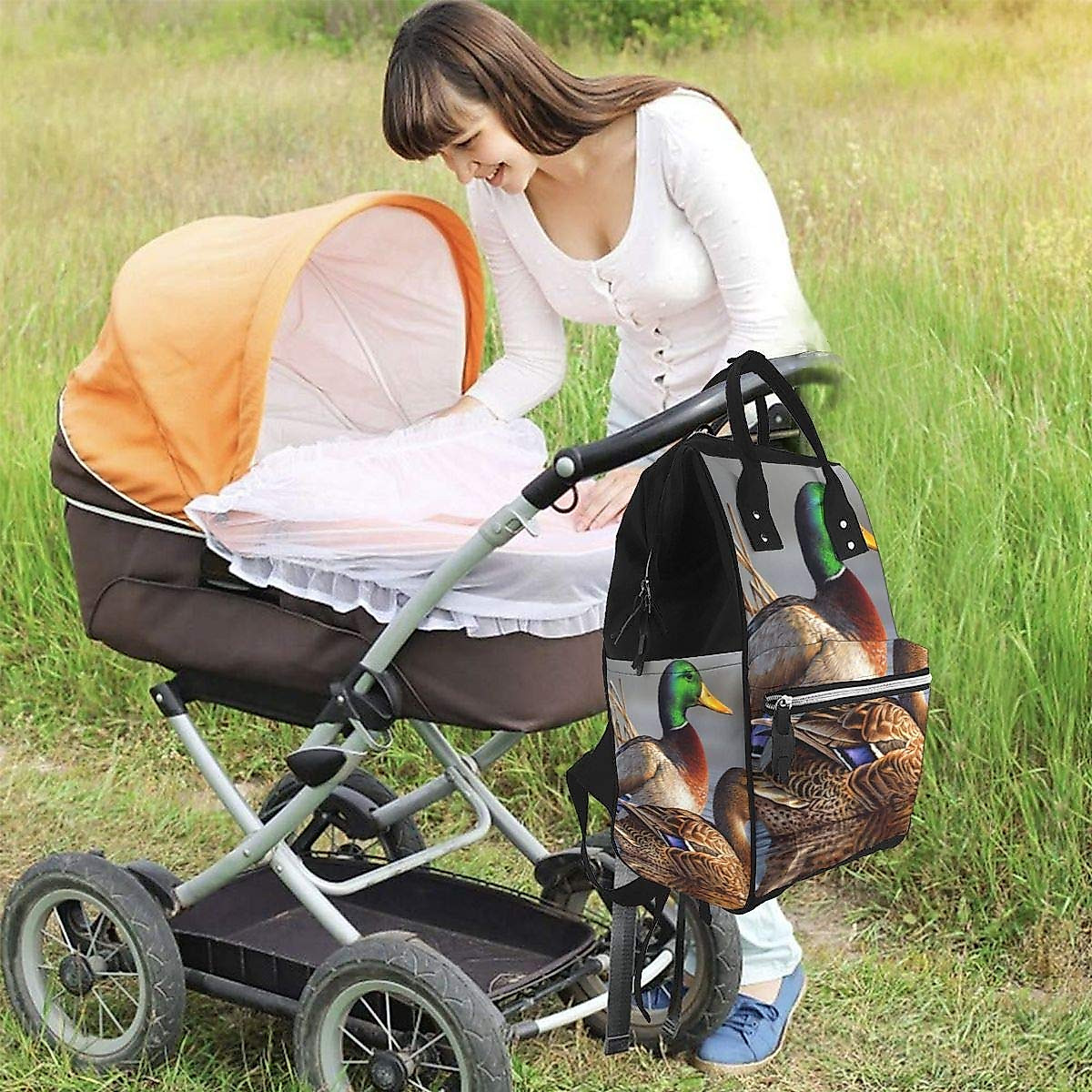 GREATN Mallard Duck Art Diaper Bag Backpack Multi Function Nappy Bag Large Capacity Mommy Backpack Organizer for Baby Care Baby Bag for Mom and Dad, multi-, OneSize
