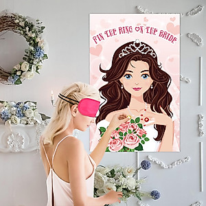 Hooqict Bridal Shower Games Pin The Ring on The Bride for Engagement Wedding Bachelorette Party Decorations, Large Game Poster with 42 Stickers for Bachelorette Party Games Girls Night Party Games