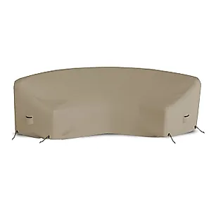 Covers & All Curved Outdoor Couch Cover, 12 Oz PVC Polyester Patio Furniture Cover, Tear & UV Proof Couch Cover Patio with Air Pockets & Drawstrings (190" L x 36" W x 39" H x 128" FL, Beige)