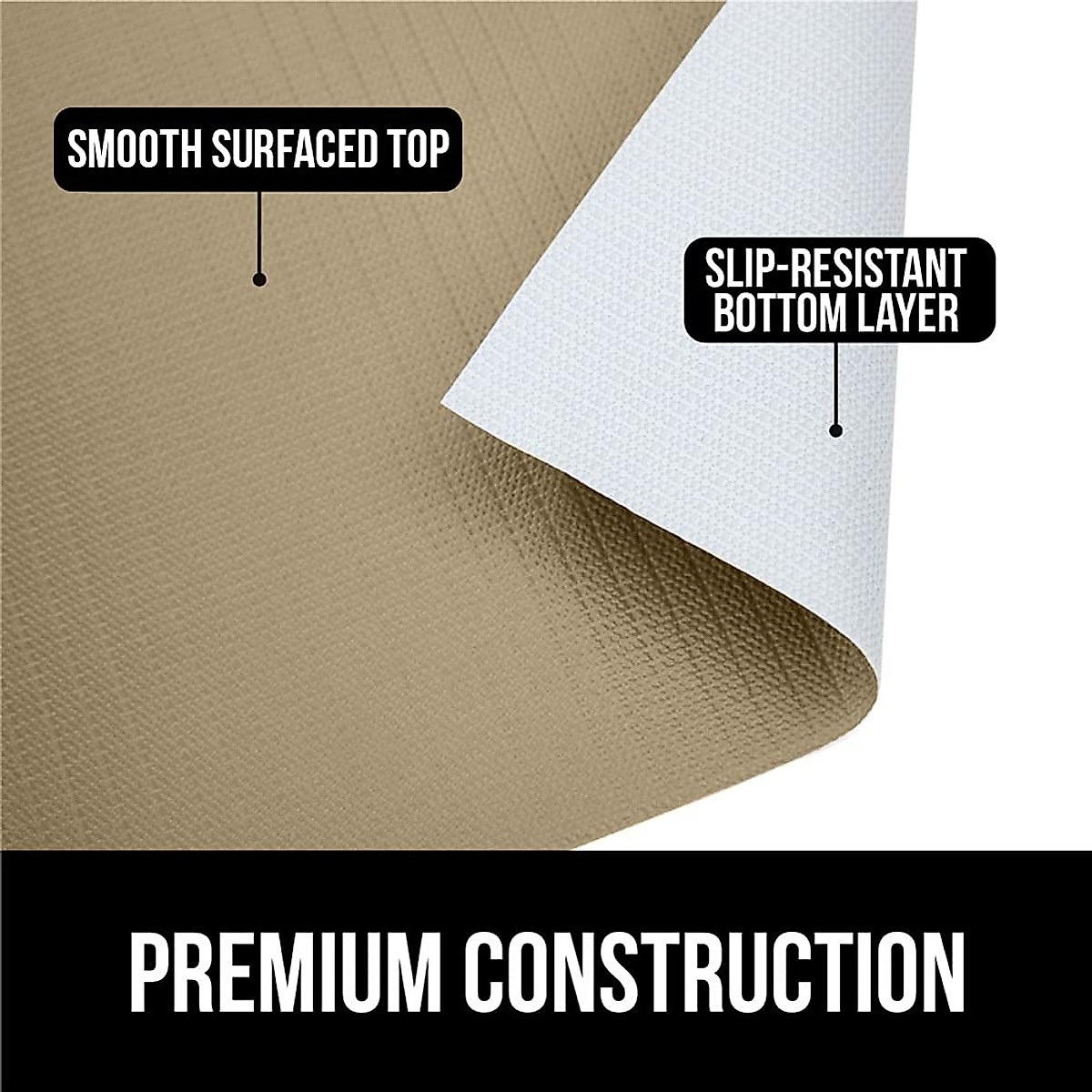 Gorilla Grip Drawer Liner and Smooth Drawer Liner, Shelf Liner Size 17.5x10, Bathroom Storage Shelves, Smooth Liner Size 17.5x20, Non Adhesive, Both in Beige, 2 Item Bundle