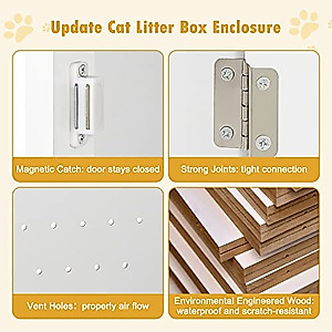 Cat Litter Box Enclosure Hidden Kitty Litter Box Furniture Indoor Cat Box Cabinet Cat House & Side Table Nightstand Cat Washroom