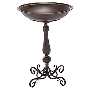 Safavieh Outdoor Collection Orian Rustic Brown Victorian Scroll Iron Garden Patio Backyard Charming Bird Bath PAT5023C