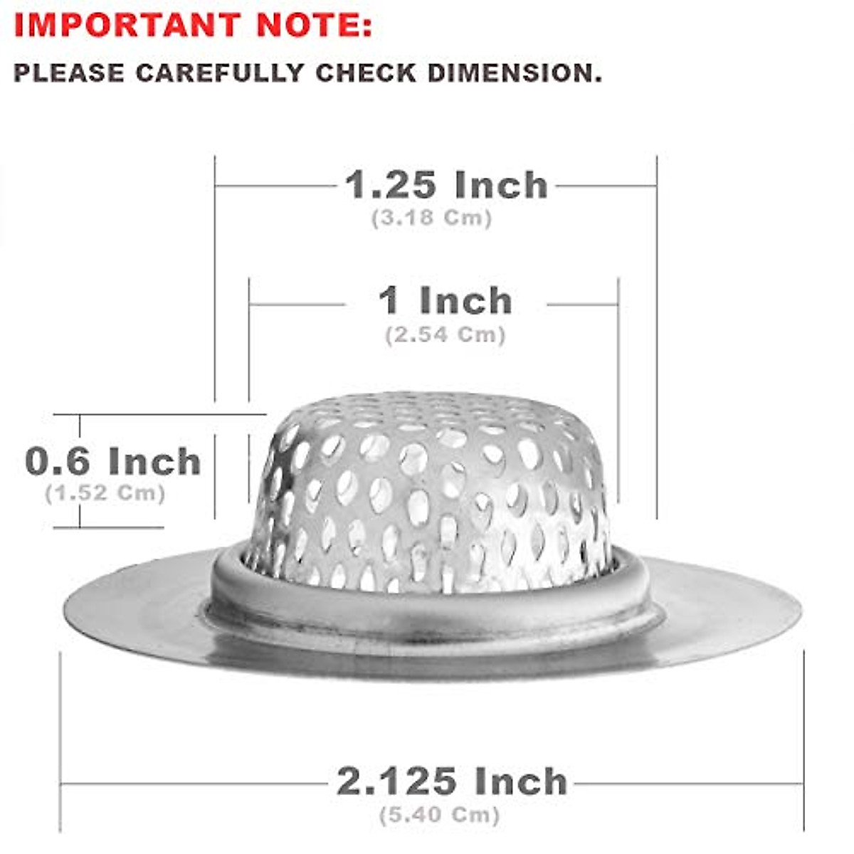 4 Pack - Bathroom Sink Strainers and Stopper Plug Combo - 2.125" Top / 1" Basket, Stainless Steel Strainers and Rubber Plug Stopper for Standard Bathroom Sink, Utility, Slop, Lavatory and RV Sink