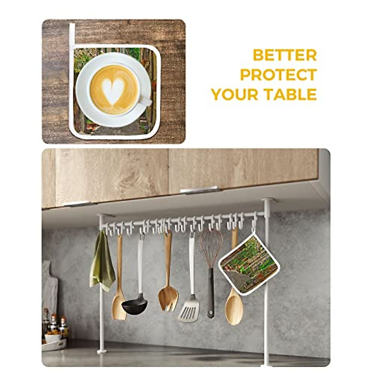 3Pack Pot Holders Cotton Oven Hot Pads, Italy Vintage Backyard Potholder Cloth Potholders for Daily Kitchen Baking Cooking with Hanging Loops - Charming Old Streets House Flower Garden Door