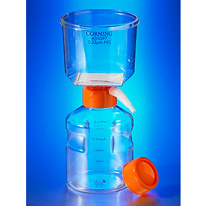 Corning 431097 Polystyrene Vacuum Filter/Storage Bottle System, Graduated, Sterile, Polyethersulfone Membrane, 0.22 Micron, 500mL Capacity (Case of 12)