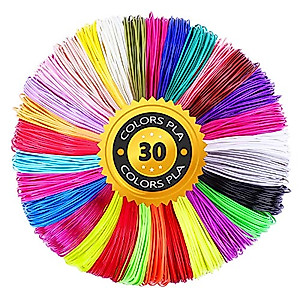 ubrand 3D Pen PLA Filament, 300 Feet 3D Printing Filament, 30 Colors (Each Color 10 Feet), PLA Filament 1.75mm, Upgraded PLA Refill for 3D Pens