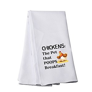 PWHAOO Funny Chicken Kitchen Towel Chicken The Pet That Poops Breakfast Kitchen Towel Breakfast Kitchen Towel (Chickens T)