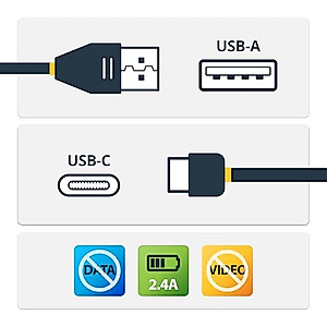 StarTech.com 3ft (1m) Secure Charging Cable USB-A to USB-C Data Blocker Charge-Only Cable No-Data Power-Only Charger Cable for Phone/Tablet Data Blocking USB Protector Adapter Cable (USBSCHAC1M)