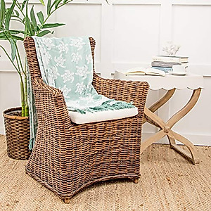 C&F Home Chenille Sea Turtles Coastal Nautical Tropical Beach Seafoam Blue Reversible Throw Blanket with Fringe Soft Cozy Decor Decoration for Couch Sofa Bed 50x60 inches Blue