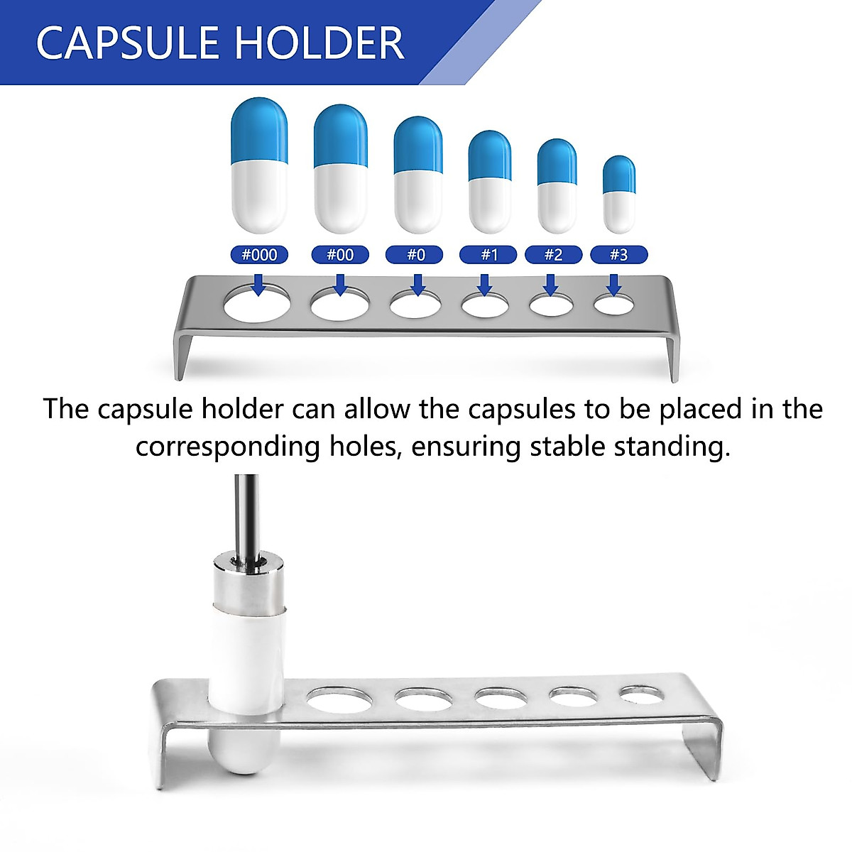 Artcome 12 PCS Versatile Capsule Filling Tool Kit for Pill Filler - Lab Scoops, Powder Pan, Herb Tamper and Capsule Holder - Ideal Tools for Medication and Supplements - Capsule Sizes 000 00 0 1 2 3