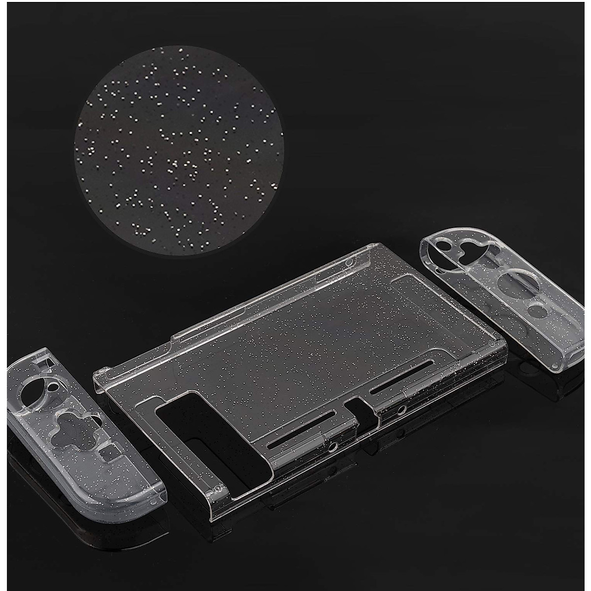 BelugaDesign Glitter Clear Switch Case | Shell Compatible with Nintendo Switch Standard | Dockable Crystal Protective Cover (White Clear)
